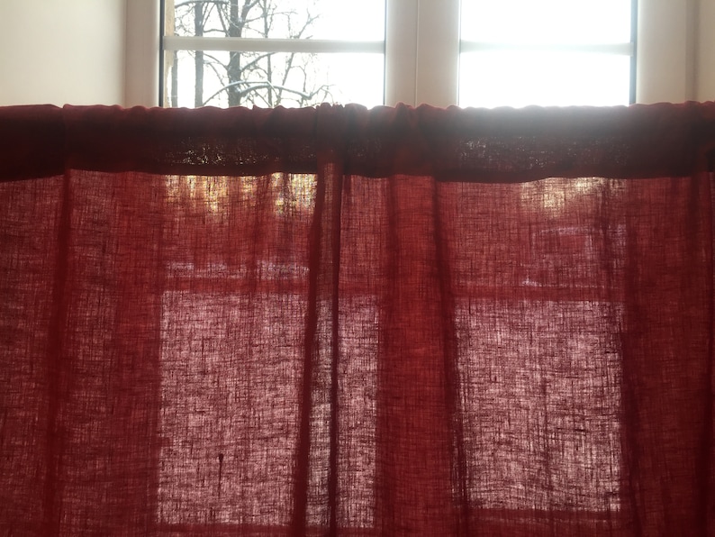 Red Linen curtains red Curtains Panels Natural linen | Etsy
