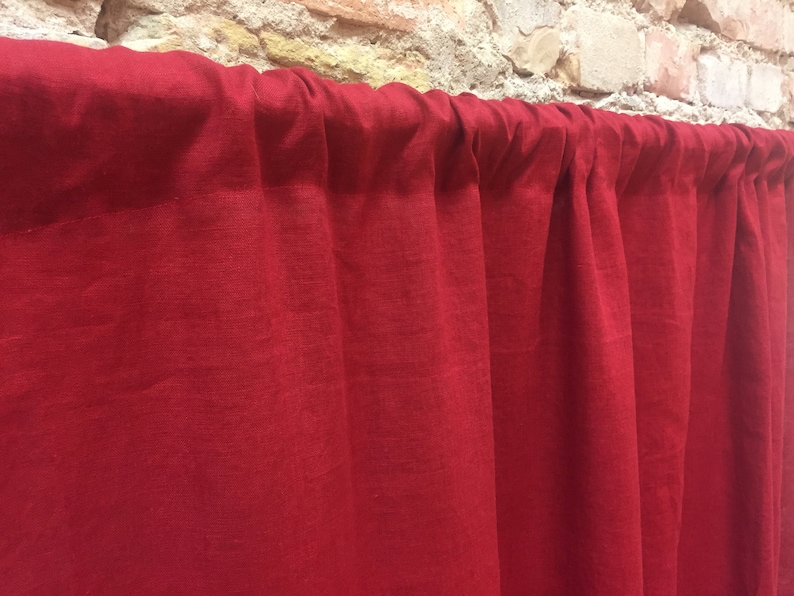 Red Linen curtains red Curtains Panels Natural linen | Etsy