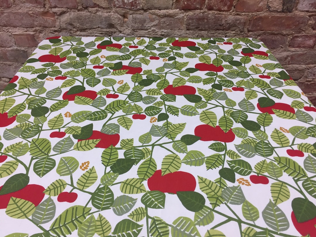 Cotton Tablecloth With Apple Trees and Apples, Green and Red ...