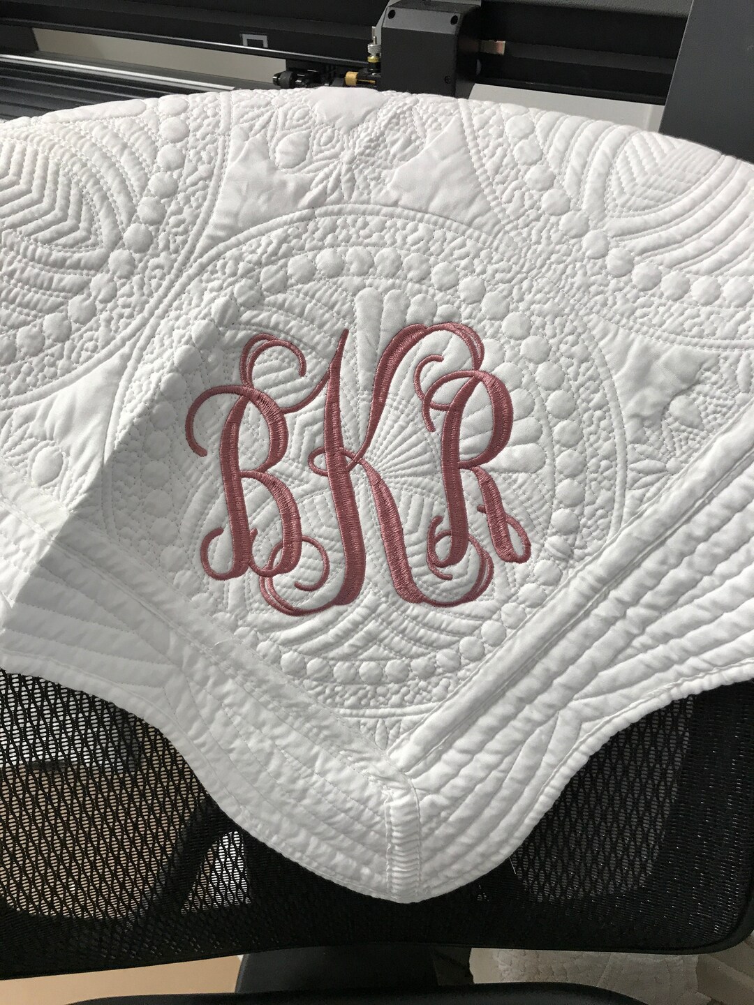 Monogram Baby Quilt, White Baby Quilt, Baby Girl Shower Gift, Baby Girl ...
