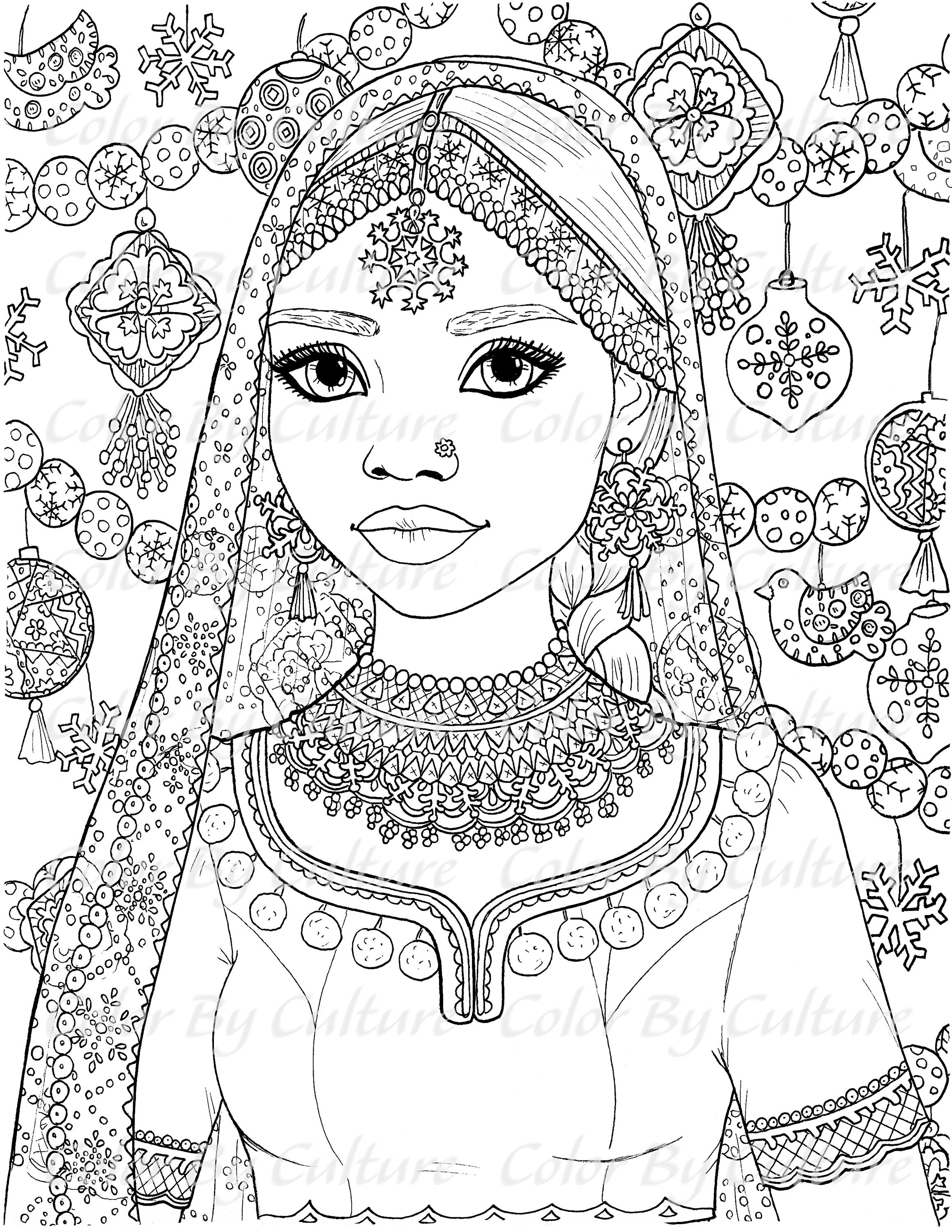 Christmas Portraits 5 Printable Coloring Pages Adult Coloring Pages ...