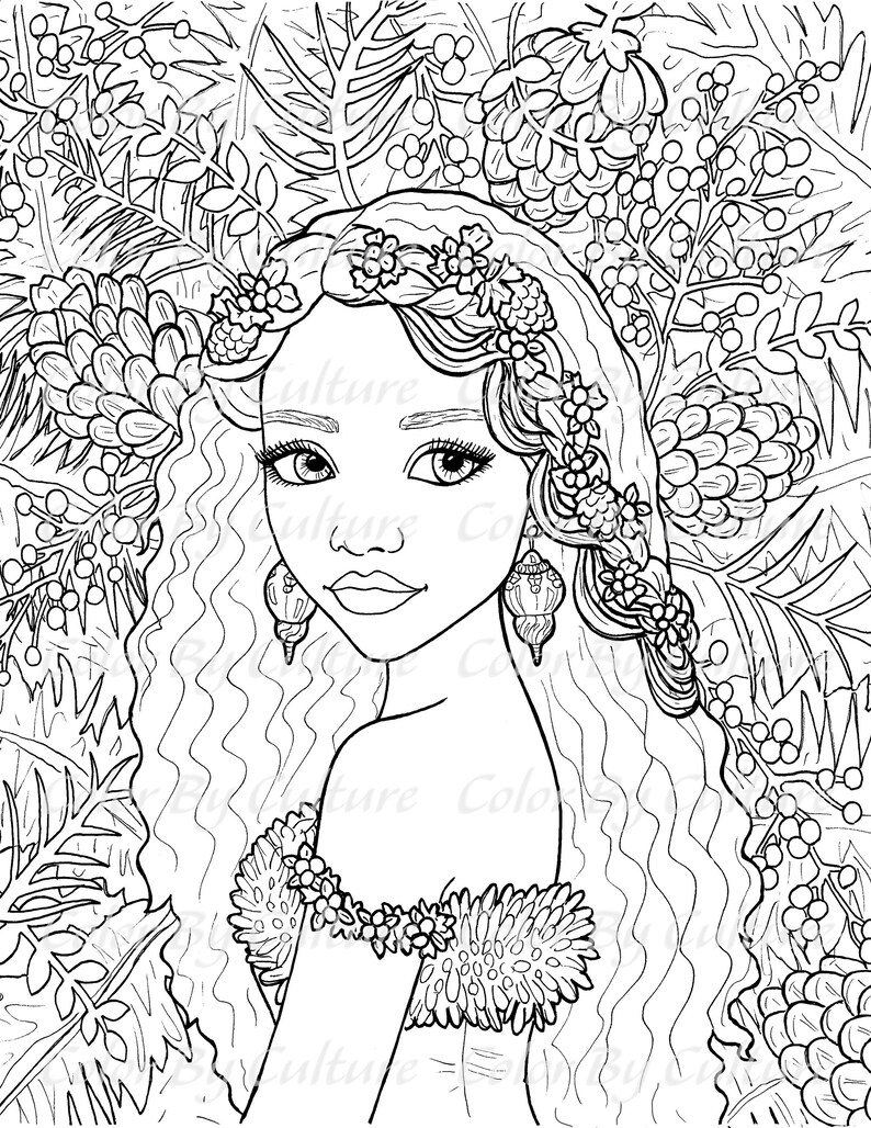 Christmas Portraits 5 Printable Coloring Pages Adult Coloring Pages ...