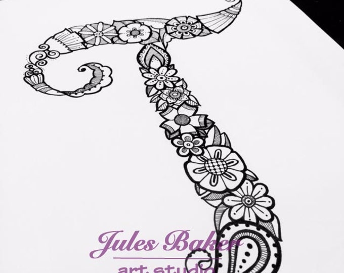 Digital Coloring Page Letter T From letter Doodles Coloring Book - Etsy ...