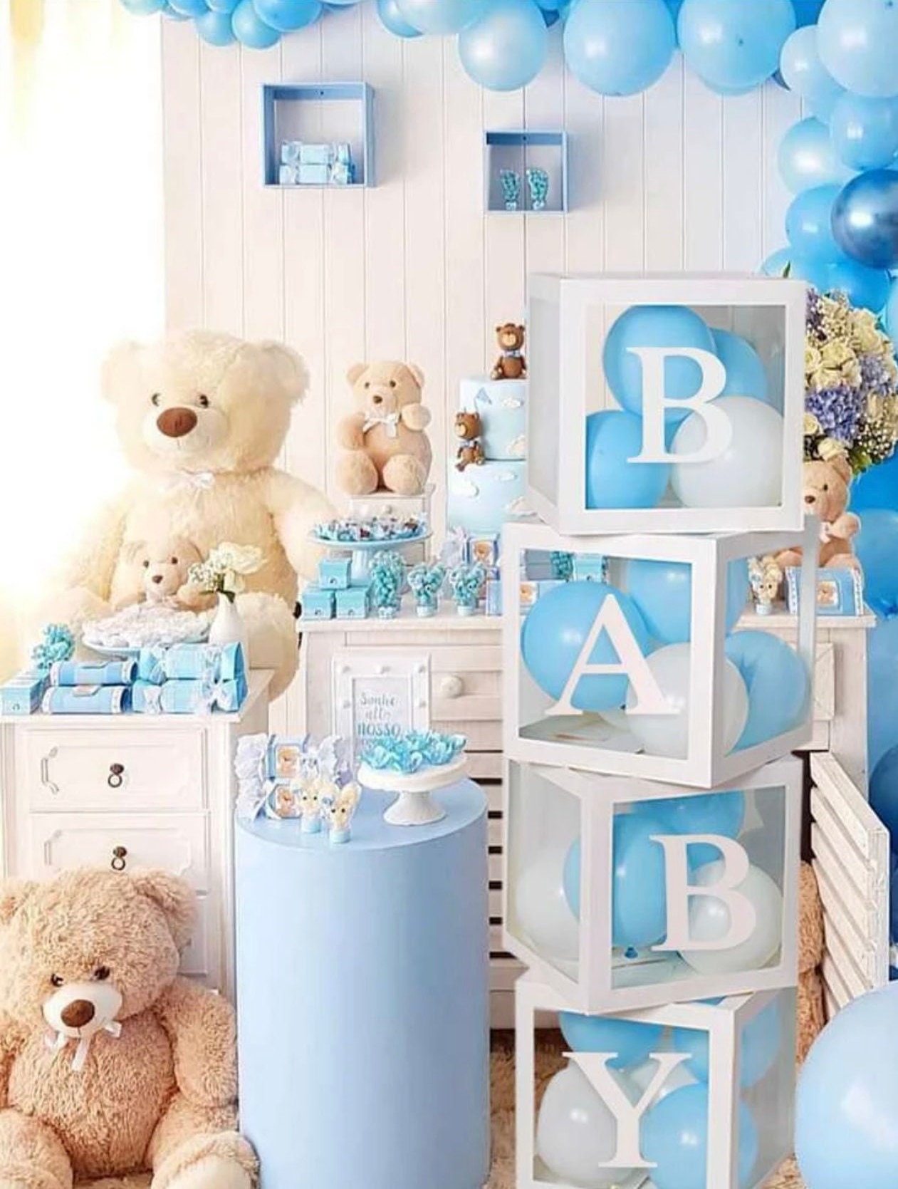 Baby Balloon Boxes Baby Shower Blocks ONE Baby Blocks Custom Baby ...