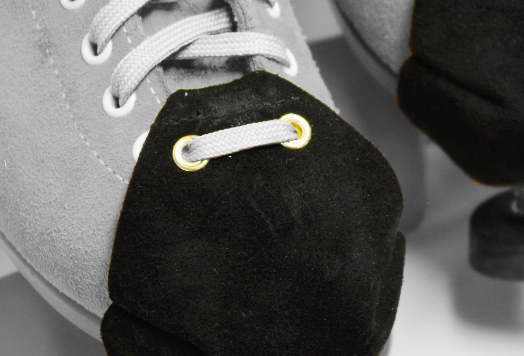 Roller Skate Toe Caps Solid Black Durable Suede With Gold Coloured ...