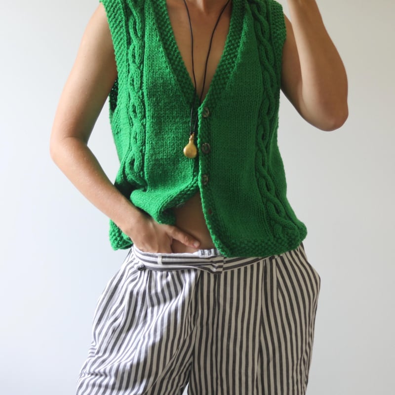 Hand Knitted Vest - Etsy