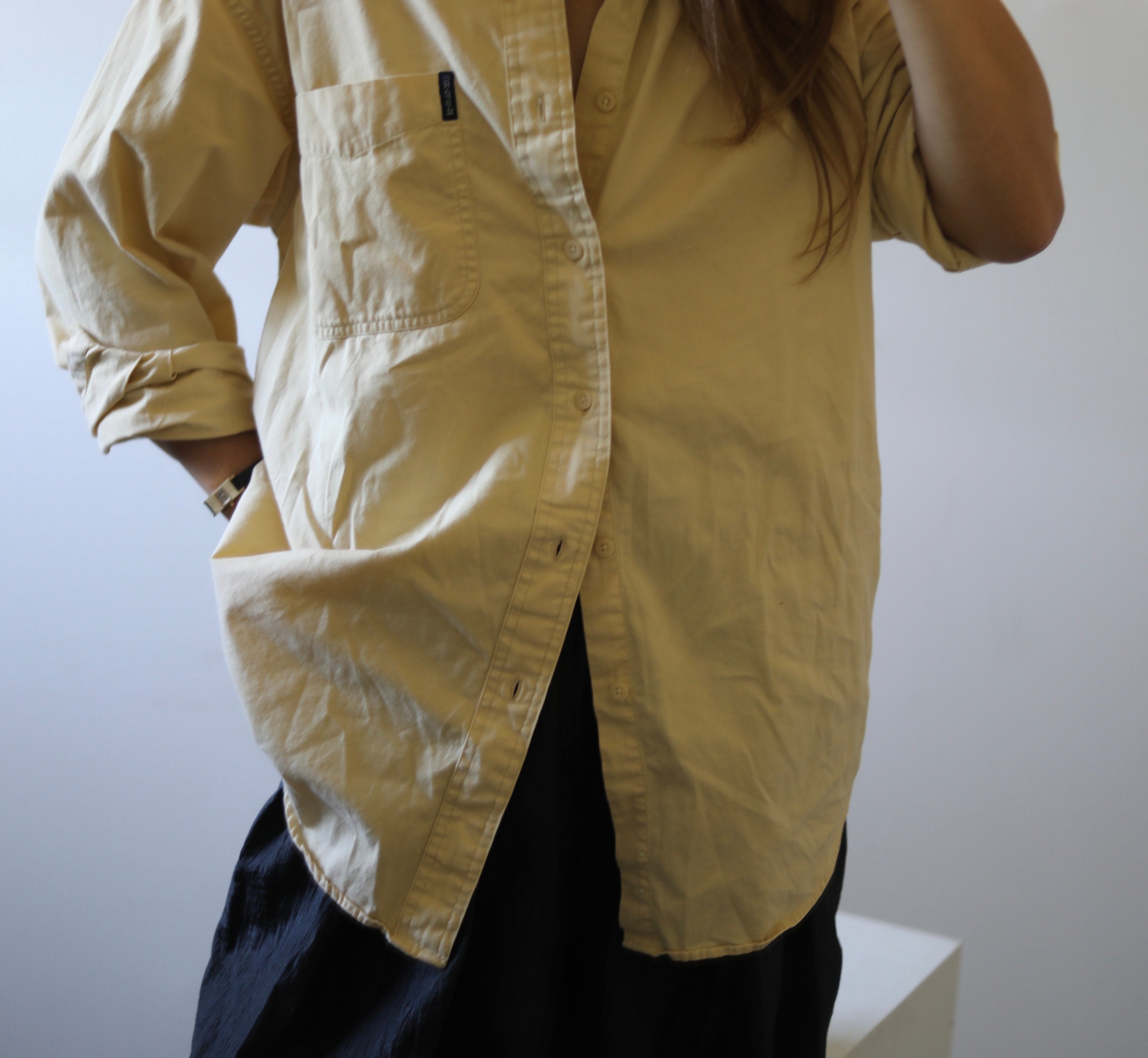 New No Tags Chaps by Ralph Lauren Mustard Pale Yellow Cotton Boyfriend ...