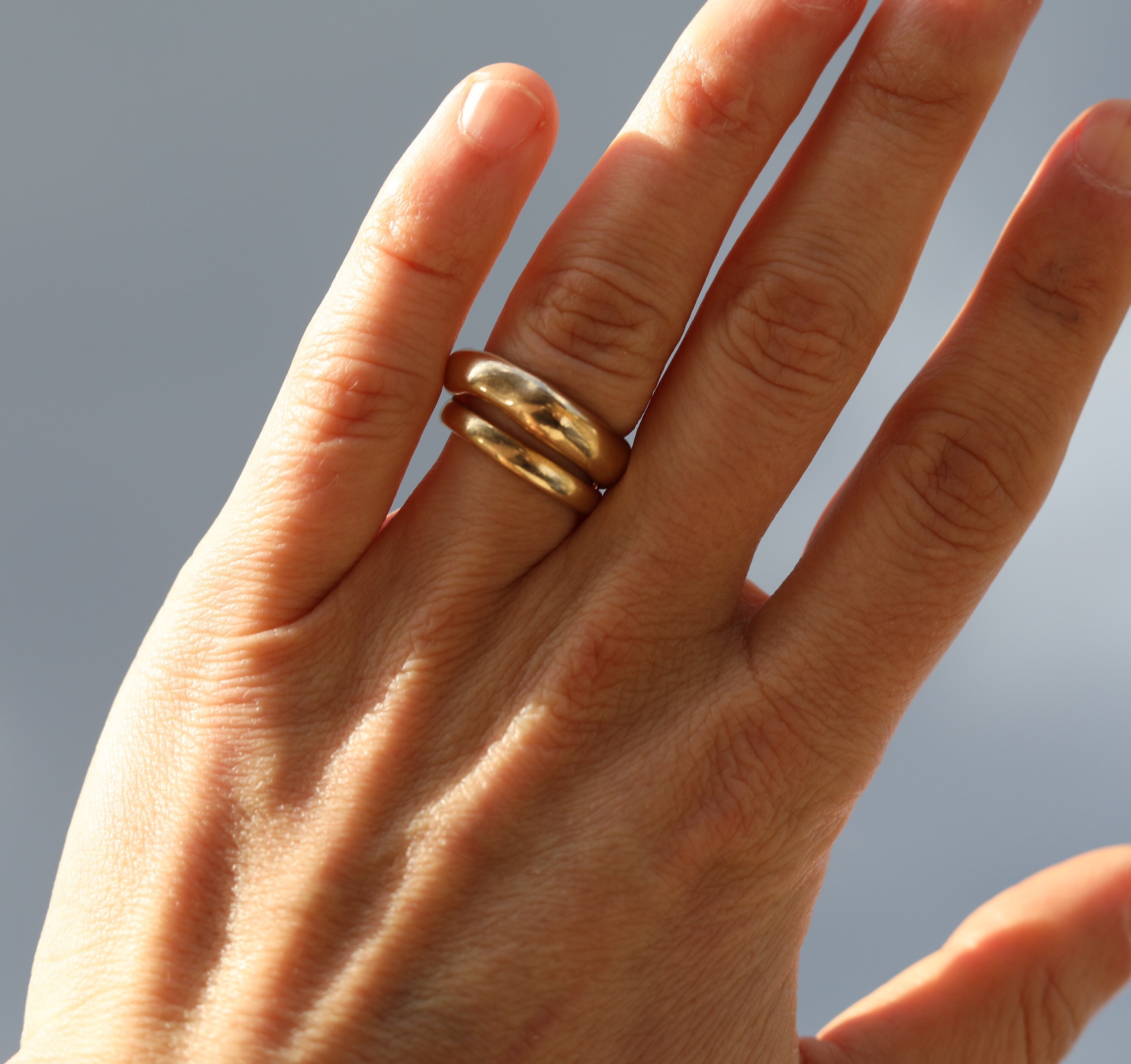 Irregular Shape High Polish Bronze Ring Wide Band Size 5 1/4 Gold ...