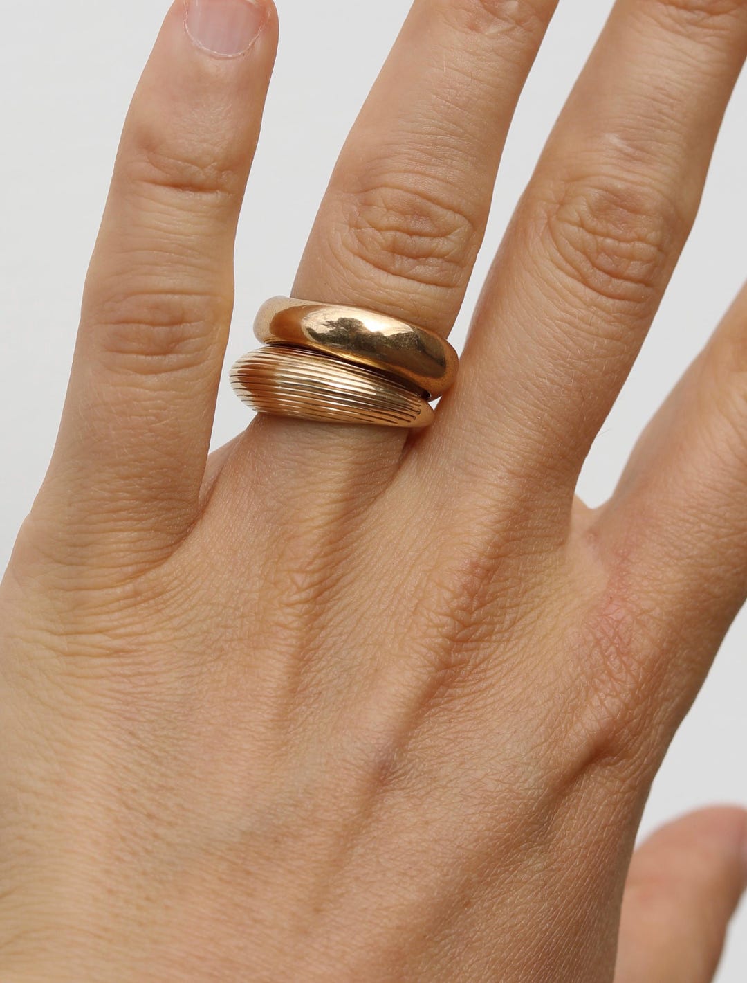 Irregular Shape High Polish Bronze Ring Wide Band Size 5 1/4 Gold ...