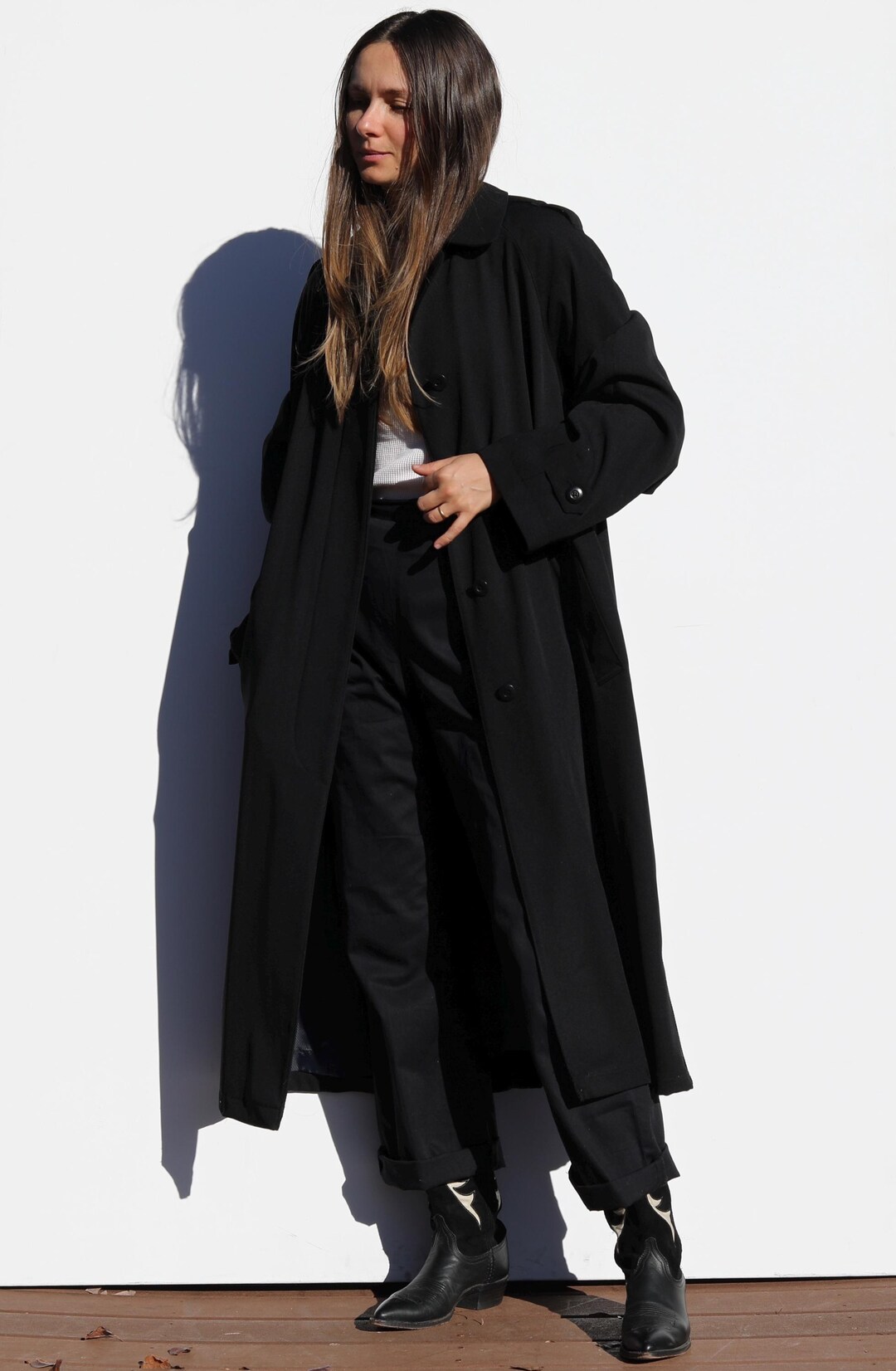 VTG the London Fog Black Long Trench Coat, Oversized Classic 90s Trench, Long Fall Coat, Unisex ...