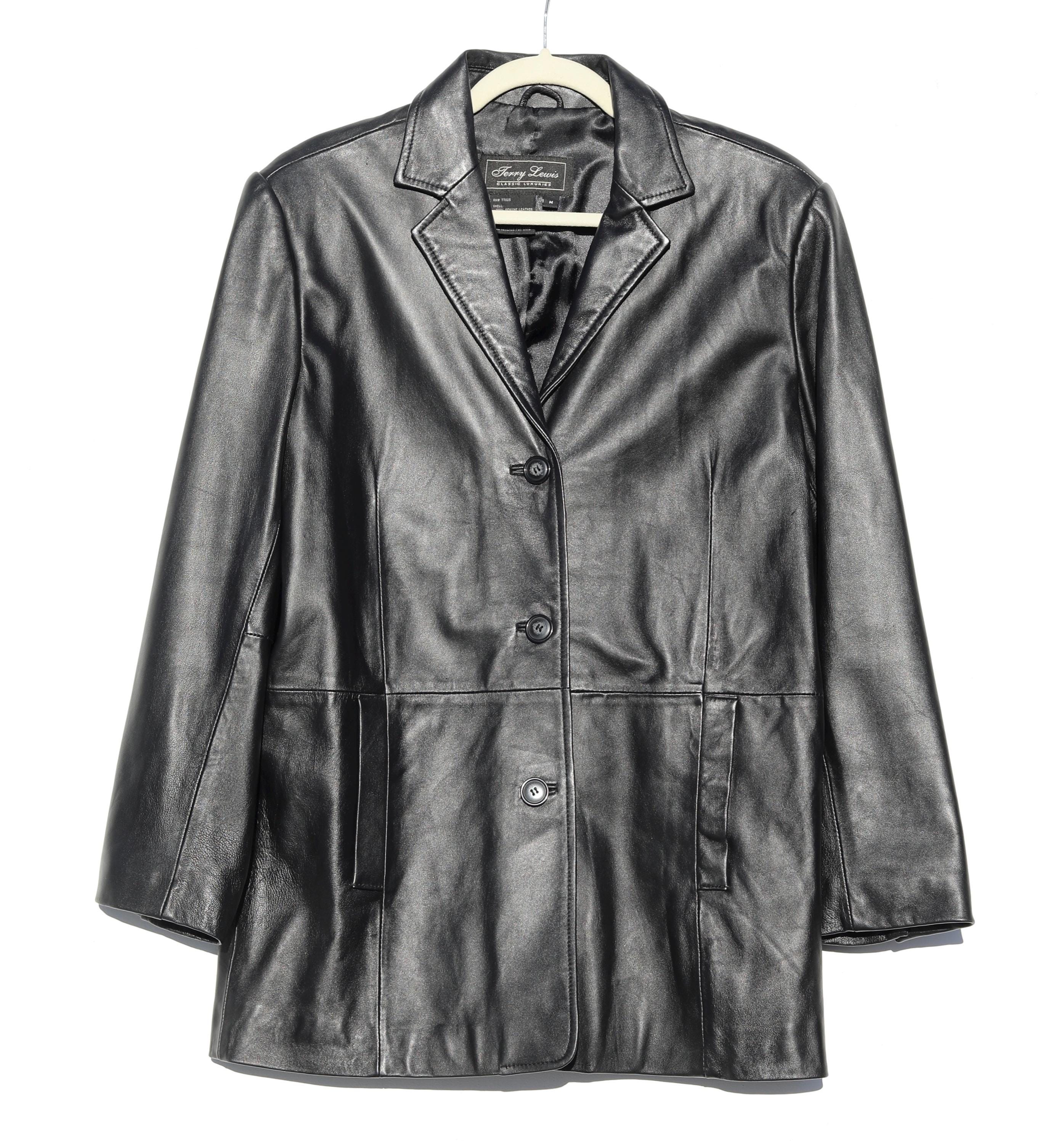 VTG 90s Black Leather Jacket, Slim Leather Chore Coat, Street Style ...
