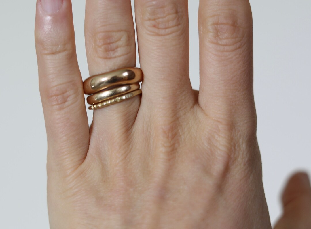 Irregular Shape High Polish Bronze Ring Wide Band Size 5 1/4 Gold ...