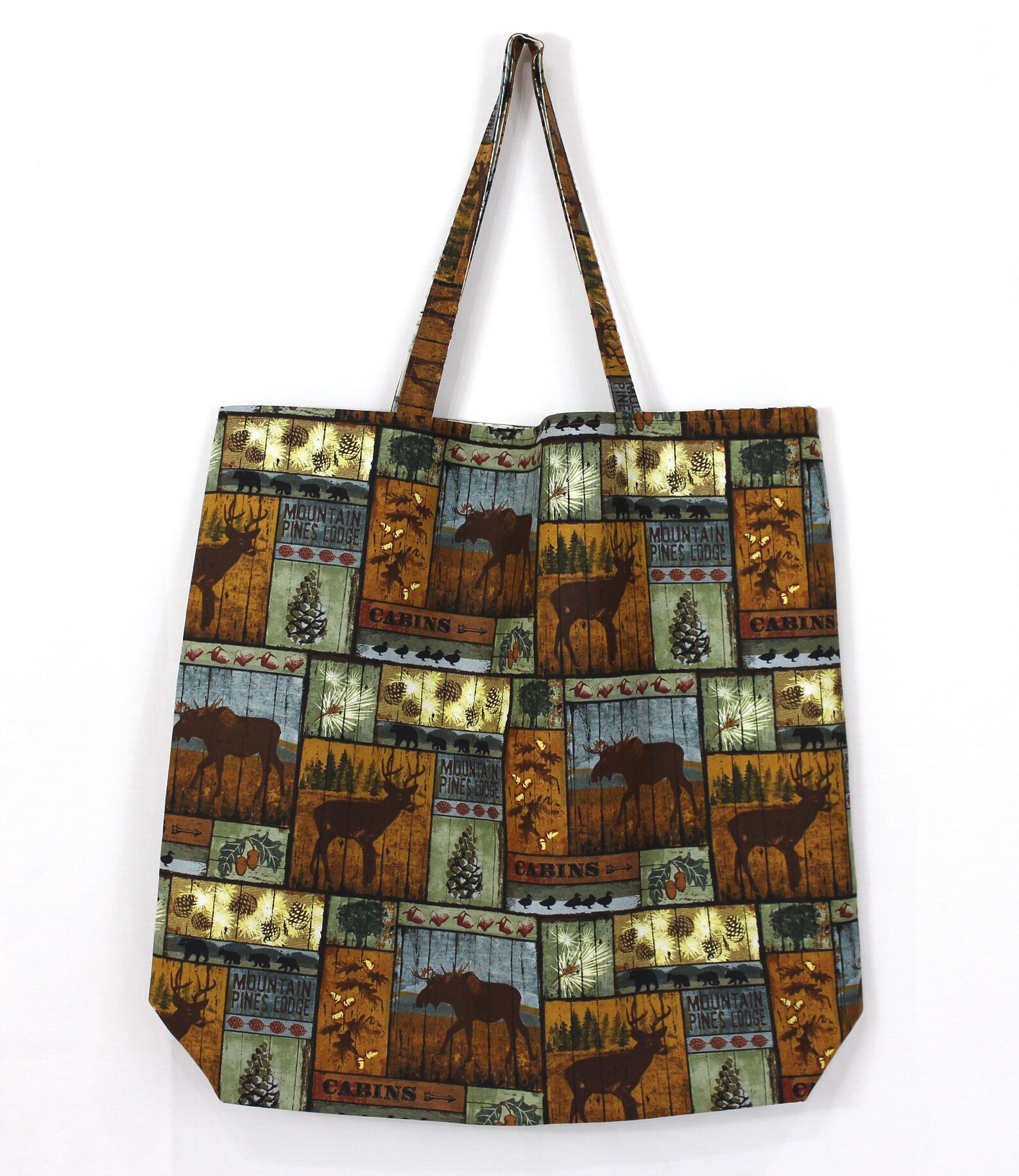 Moose Tote Bag Lodge Tote Bag Fall Tote Bag Reversible Tote | Etsy