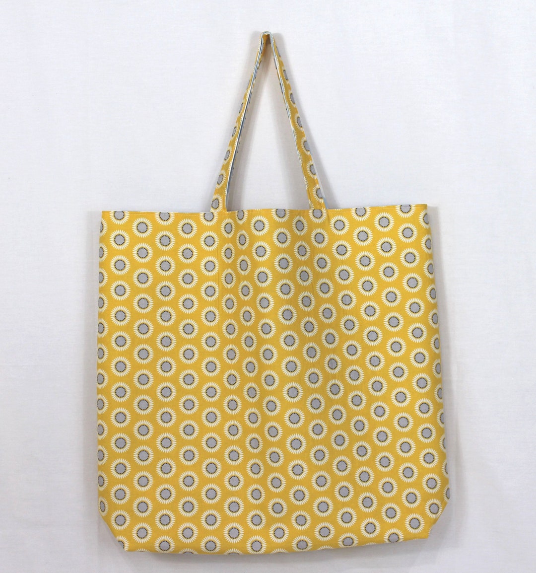 Blue Chevron Tote Bag, Daisy Tote Bag, Reversible Tote Bag, Tote Bag ...