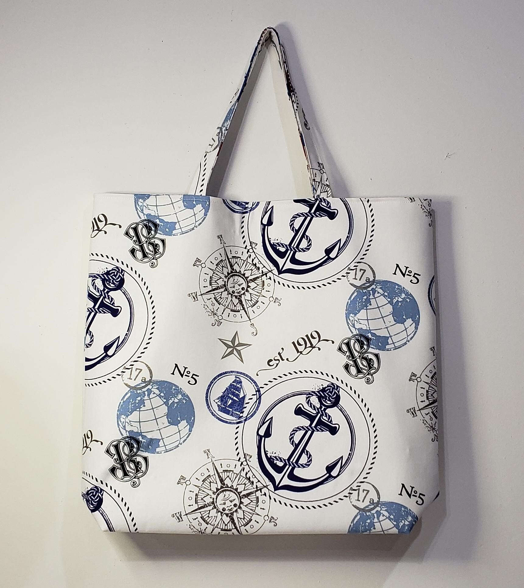 Nautical Tote Bag Chowder Tote Bag Reversible Tote Bag | Etsy