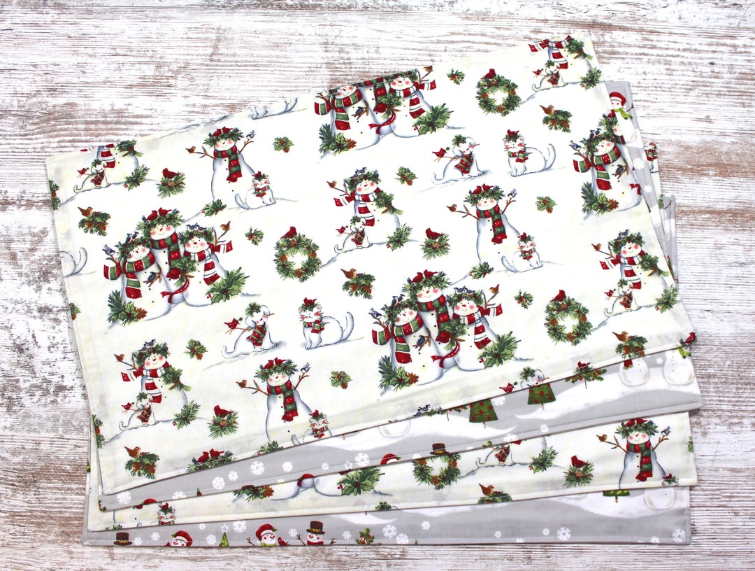 Snowman Placemats, Holiday Placemats, Reversible Placemats, Christmas ...