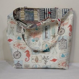 Beach Theme Tote Bag Beach Comber Tote Bag Reversible Tote | Etsy