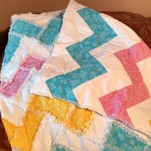 Chevron Baby Rag Quilt, Cotton Flannel, Handmade Shower Gift - Etsy