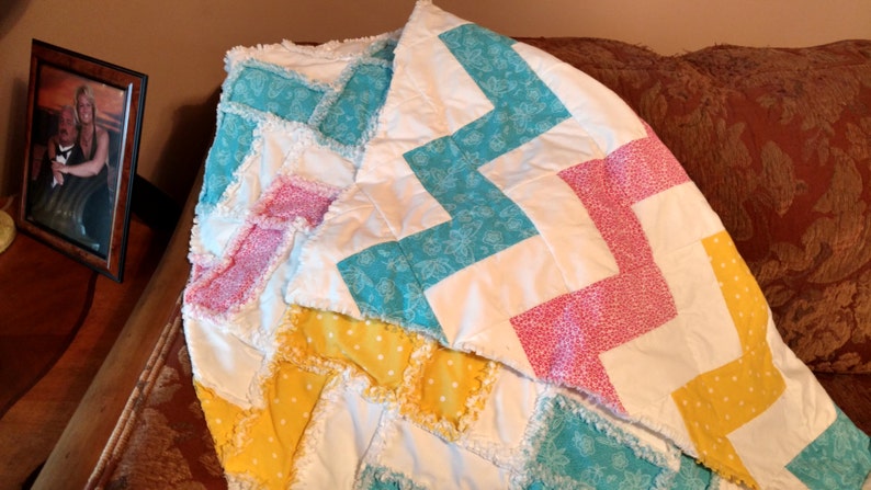 Chevron Baby Rag Quilt, Cotton Flannel, Handmade Shower Gift - Etsy