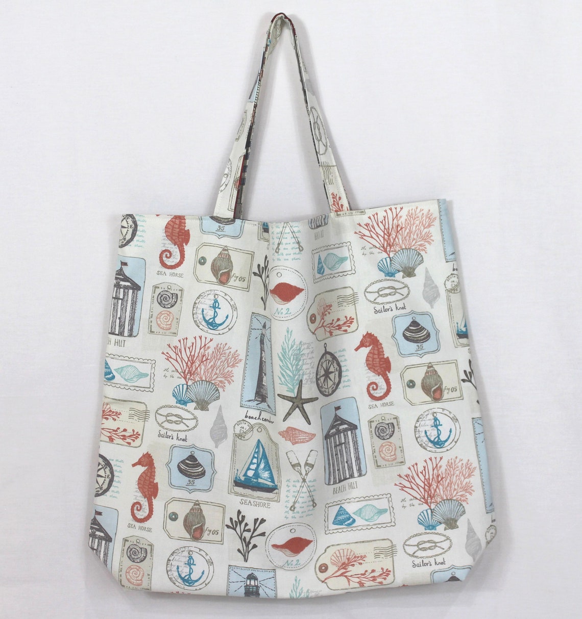 Beach Theme Tote Bag Beach Comber Tote Bag Reversible Tote - Etsy