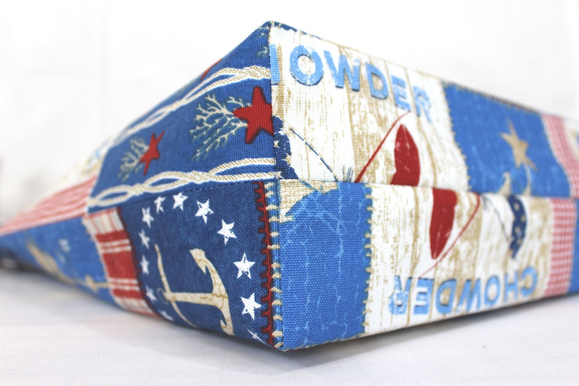 Nautical Tote Bag Chowder Tote Bag Reversible Tote Bag - Etsy