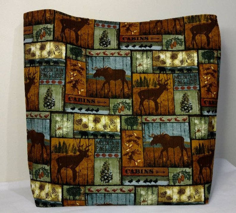 Moose Tote Bag Lodge Tote Bag Fall Tote Bag Reversible Tote | Etsy