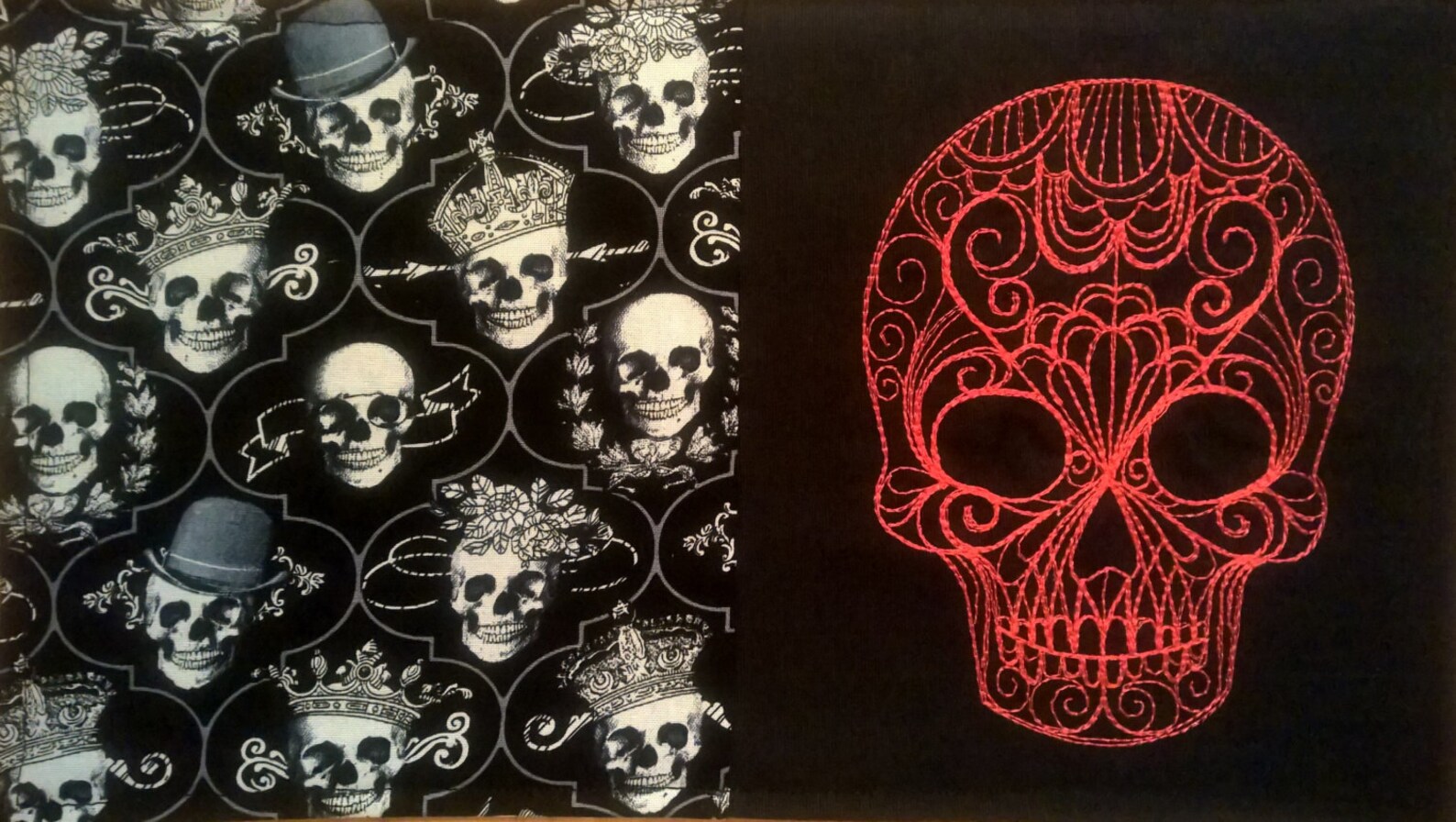 FREE SHIPPING! Embroidered Mug Rug, Sugar Skull Mug Rug, Snack Mat ...