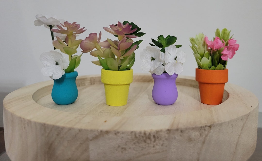 Set of 5 Mini Potted Plants Mini Flower Pots Faux Flower - Etsy