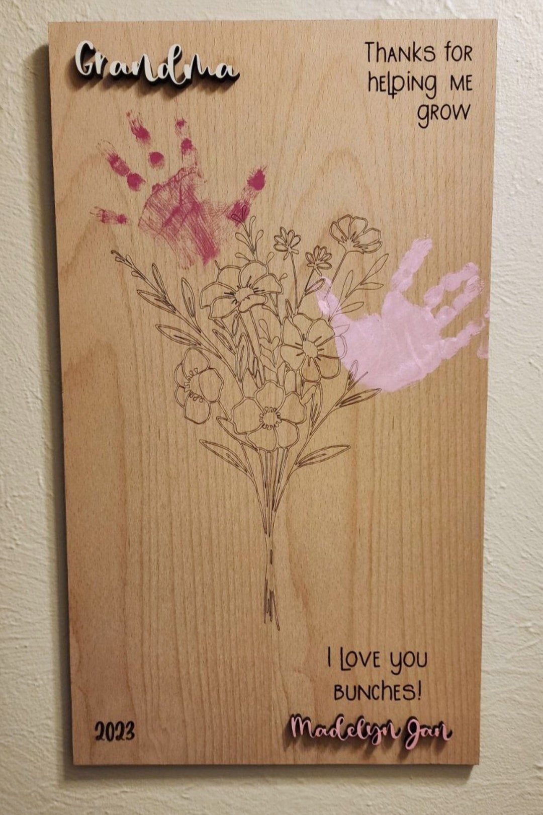 Personalized Handprint Sign, Wooden Handprint Sign, Grandma Gift ...