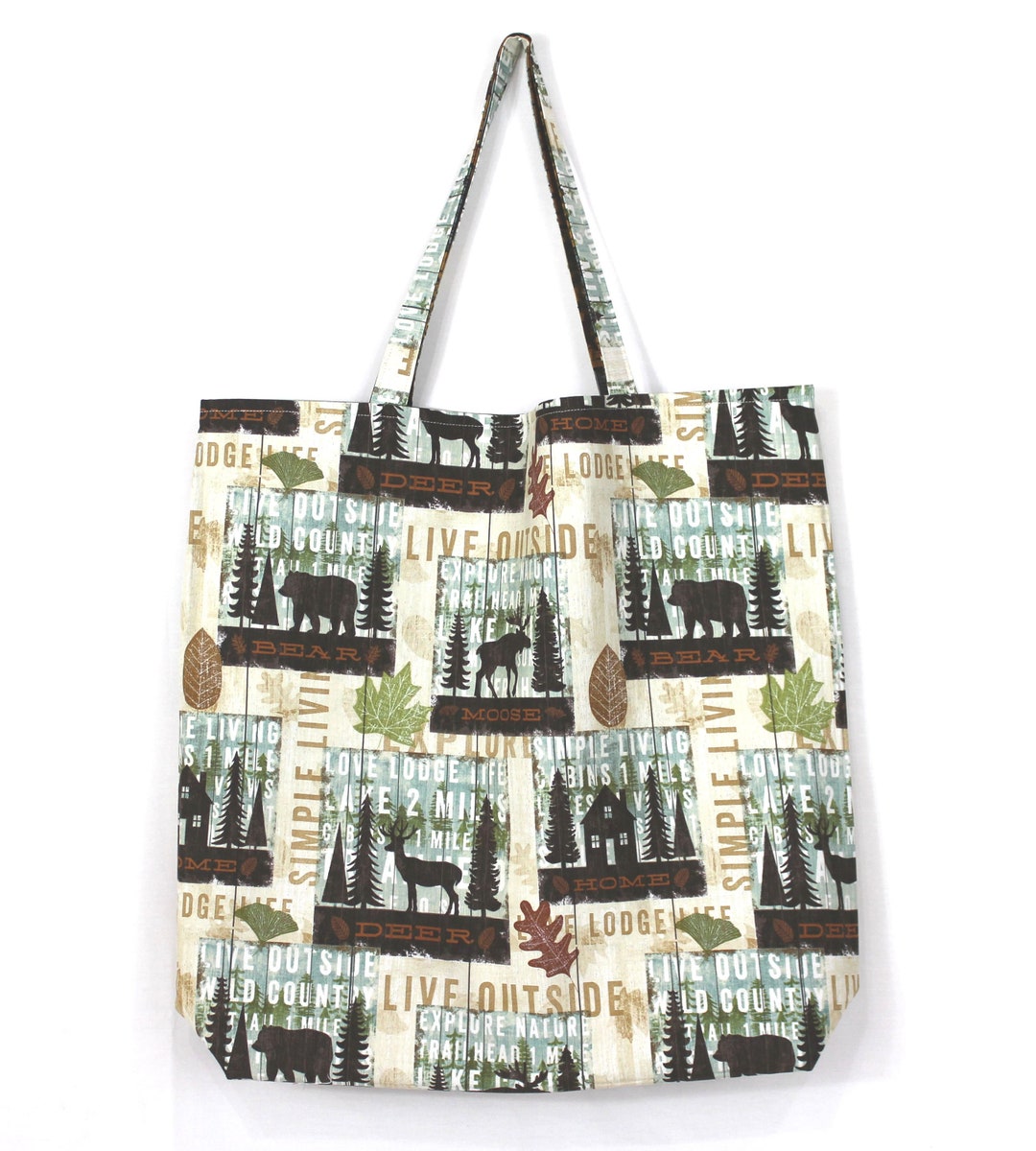 Moose Tote Bag, Lodge Tote Bag, Fall Tote Bag, Reversible Tote Bag ...
