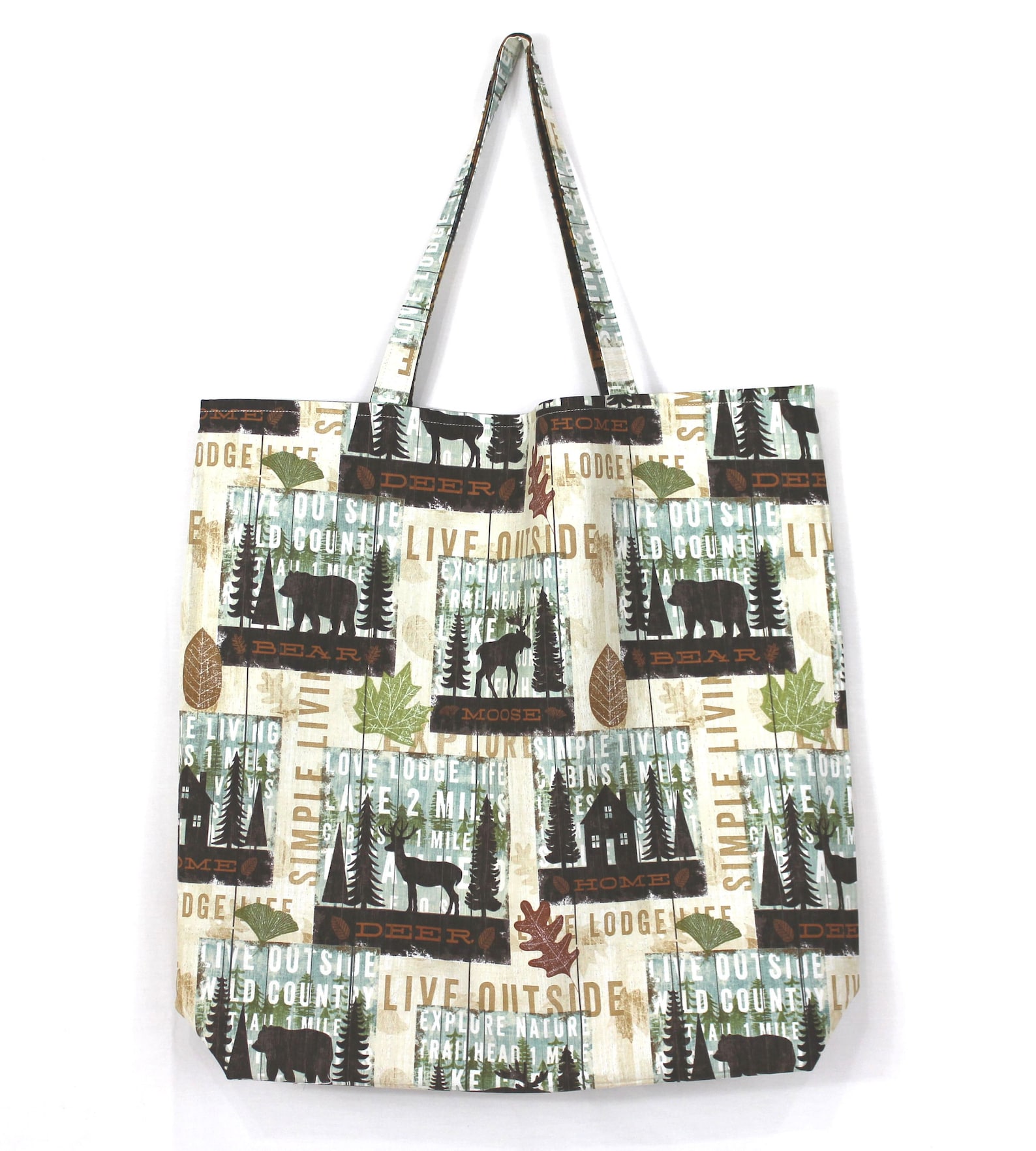 Moose Tote Bag Lodge Tote Bag Fall Tote Bag Reversible Tote | Etsy