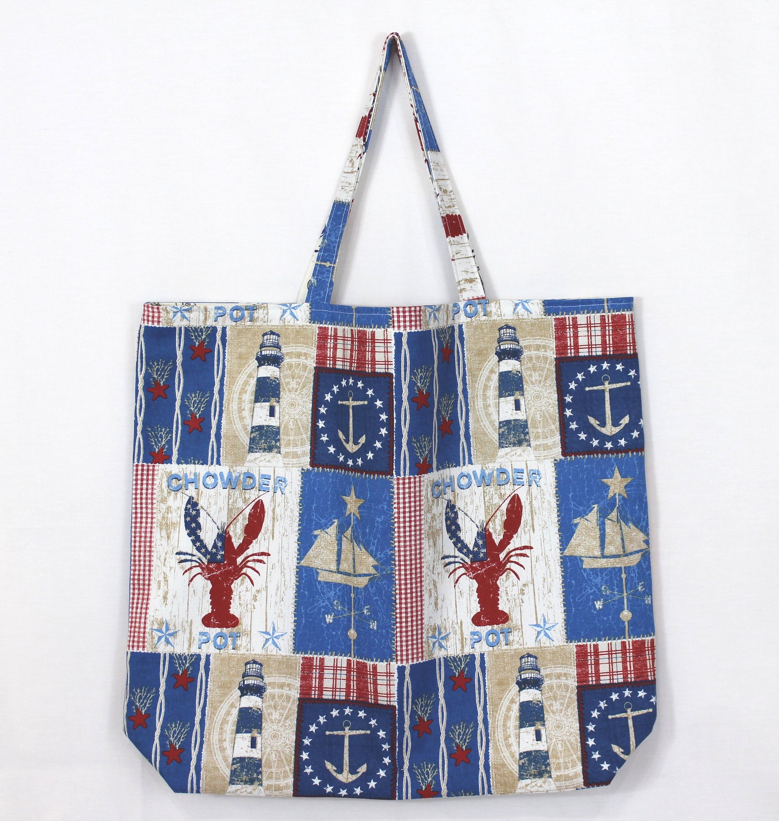 Nautical Tote Bag Chowder Tote Bag Reversible Tote Bag - Etsy