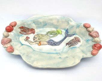 Ceramic Mermaid Plate - Etsy