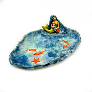 Mermaid Dish Ceramic Serving Platter Purrmaid Trinket Tray Kitty Cat ...