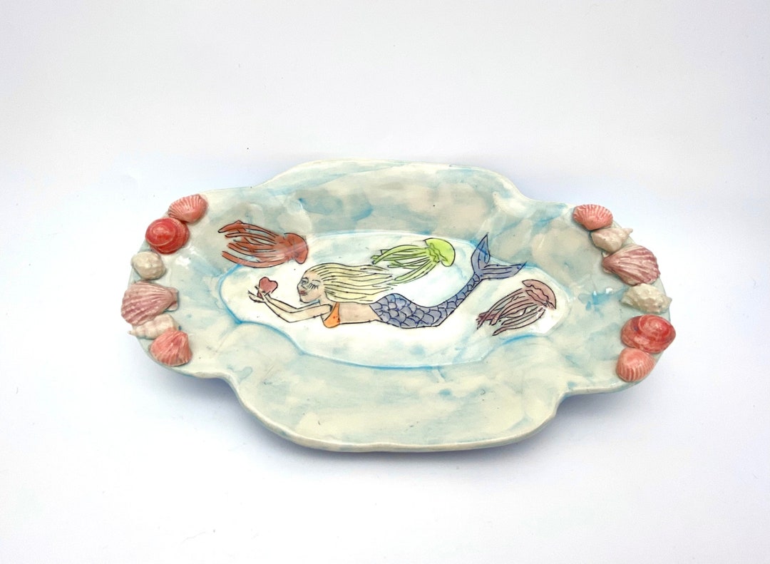 Mermaid Tray, Ceramic Coastal Decor Home Decor Tapas Server Hors D ...