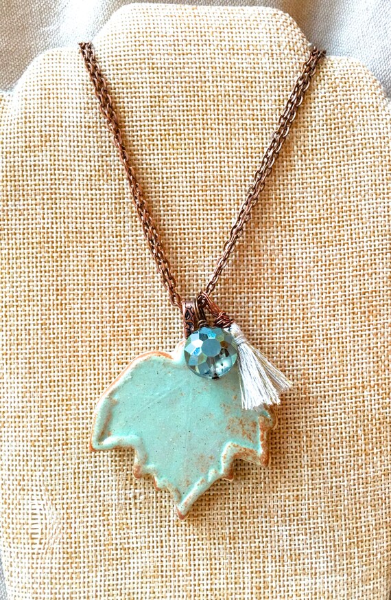 Items similar to Green Leaf Mix & Match Charm Necklace essential oil ...