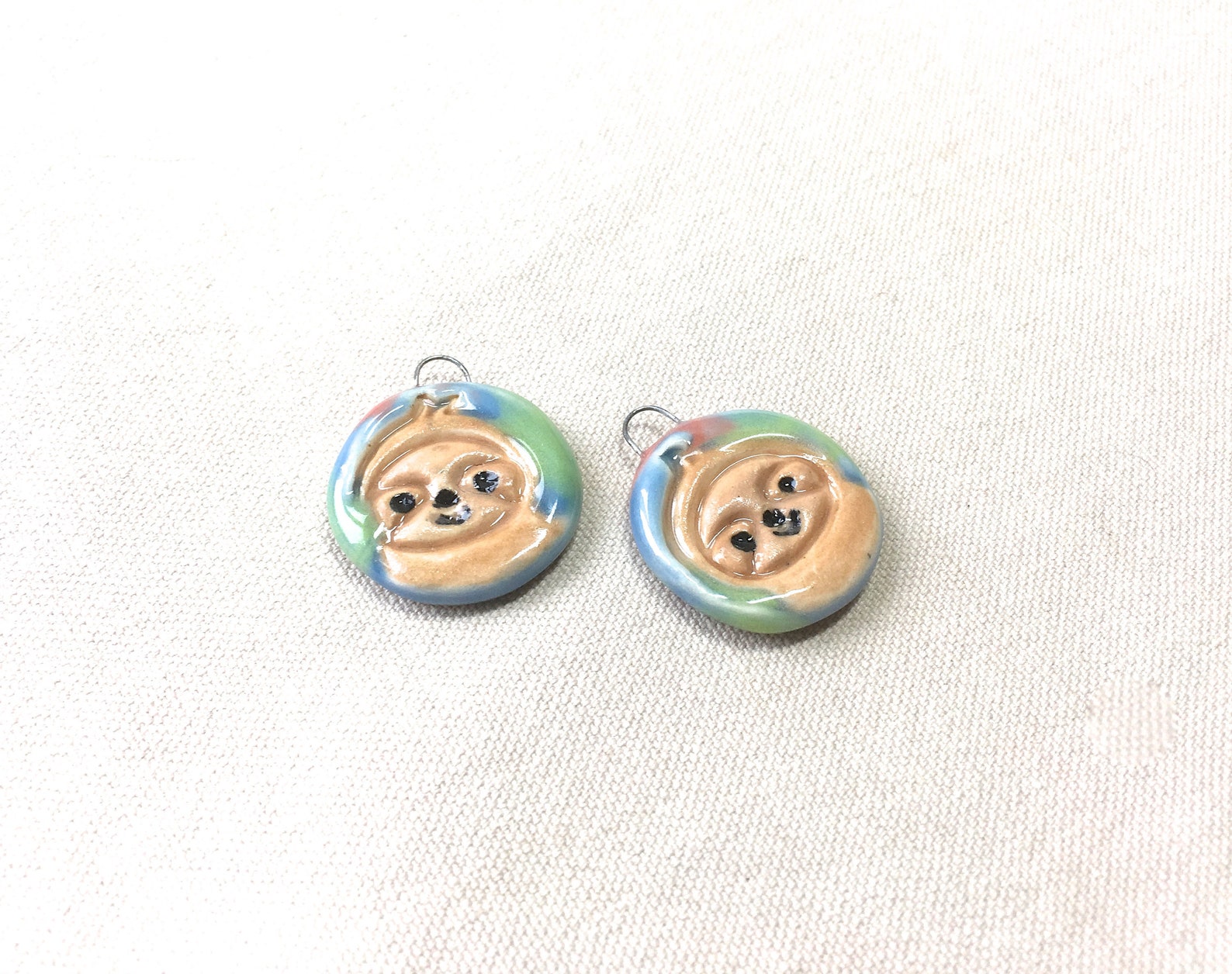 Porcelain Sloth Charms Handmade Supply for Diy Jewelry Making - Etsy