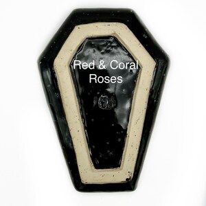 Coffin Shaped Trinket Dish With Red Roses Ceramic Candy or Ring Dish ...