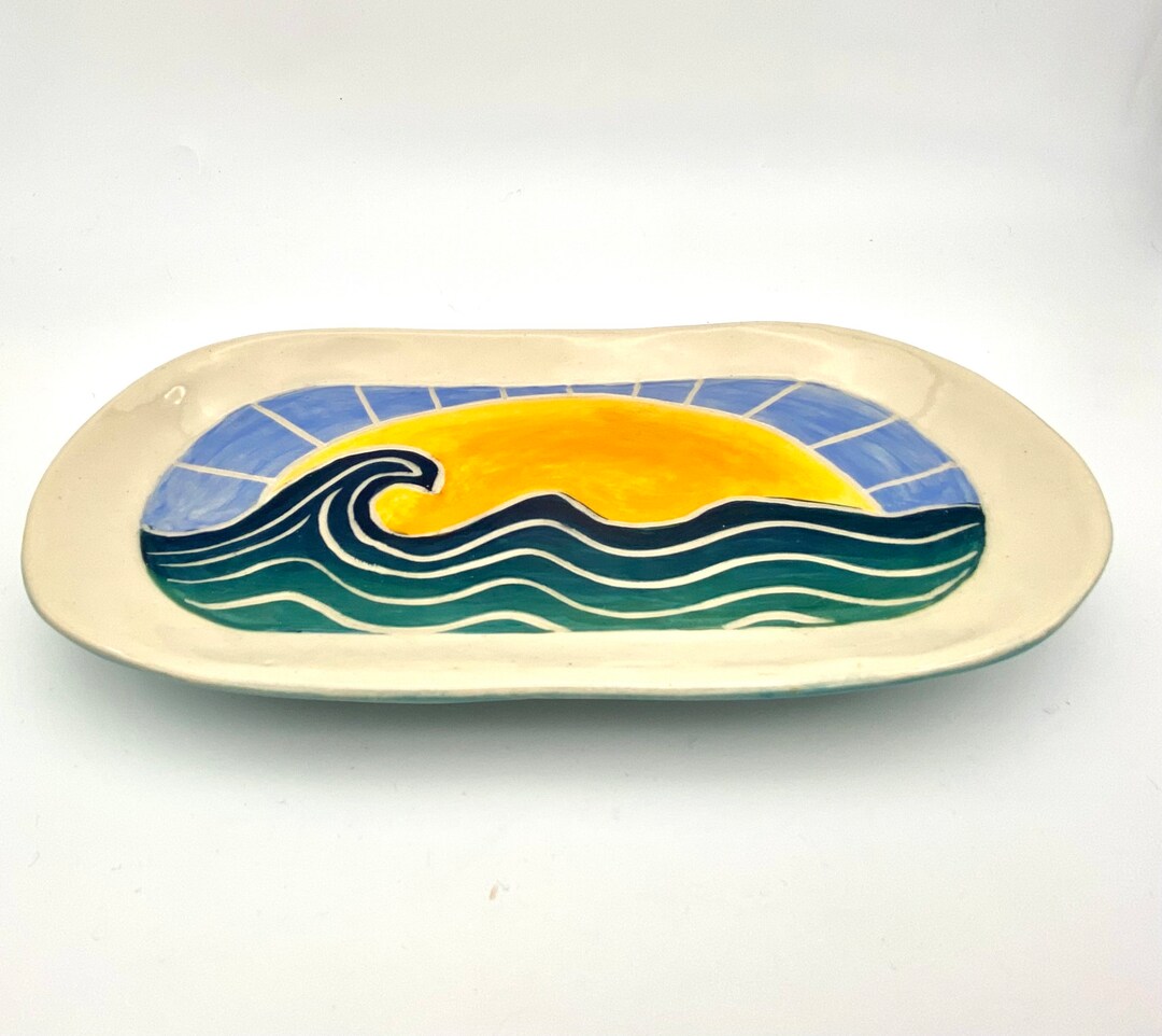 Wave Tray, Ceramic Coastal Decor Beach Home Decor Tapas Server Hors D ...