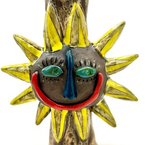 Colorful Ceramic Sun Faces Vase for Real or Dried Flowers Stoneware ...