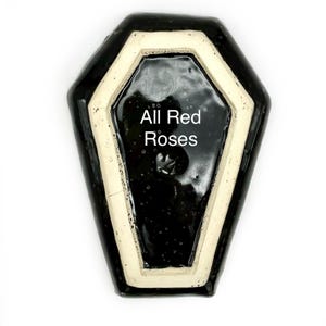 Coffin Shaped Trinket Dish With Red Roses Ceramic Candy or Ring Dish ...