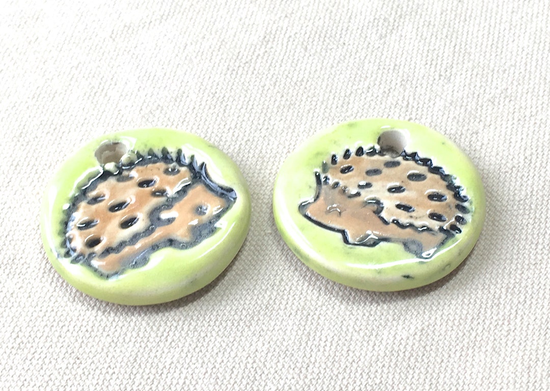 Porcelain Hedgehog Charms: Handmade Ceramic Pendants, Jewelry Making ...