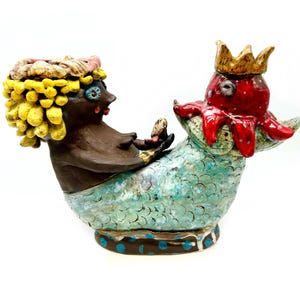Handmade Ceramic Mermaid Vase: Whimsical Octopus Stoneware Pottery - Etsy