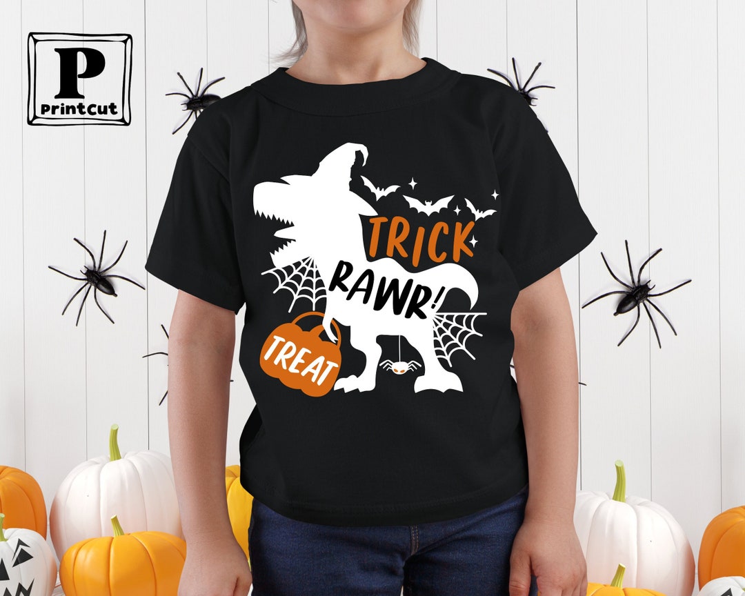 Trick Rawr Treat Svg, Dinosaur Svg, T-rex With Pumpkin Svg, , Kids Halloween Svg, Trick or Treat ...