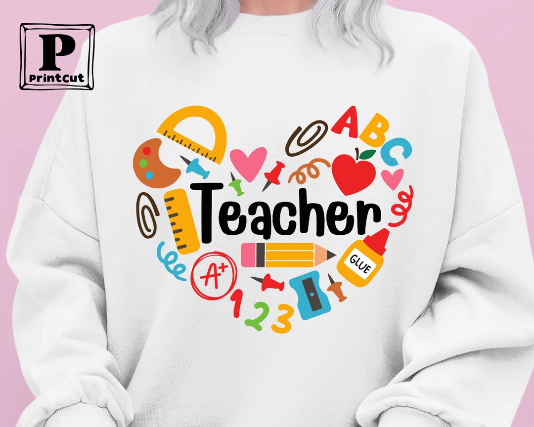 Teacher Life Svg, Teacher Shirts Svg, Teacher Heart Svg, First Day of ...