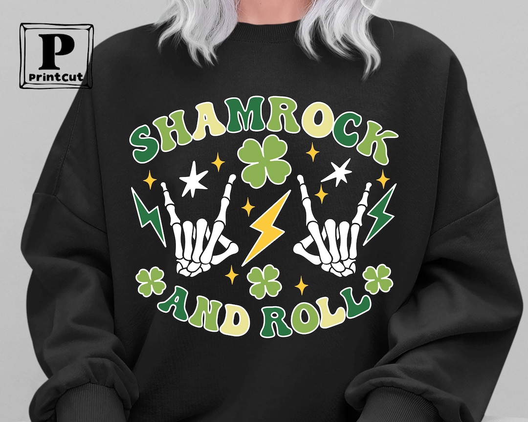 Shamrock and Roll Svg, Skeleton Svg , Rocker Svg , Skeleton Hand Svg ...