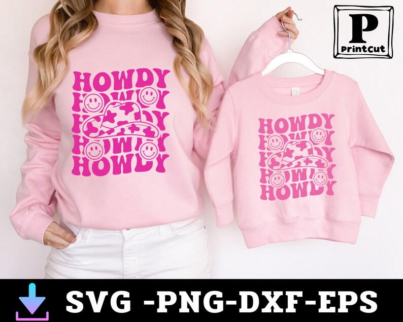 Pink Howdy Svg Cowgirl Happy Face Svg Texas Svg Wavy - Etsy UK