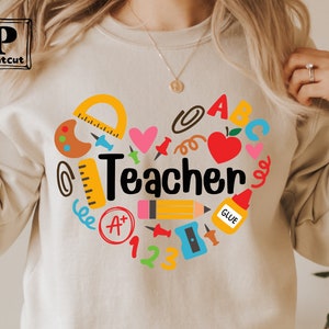 Teacher Life Svg, Teacher Shirts Svg, Teacher Heart Svg, First Day of ...
