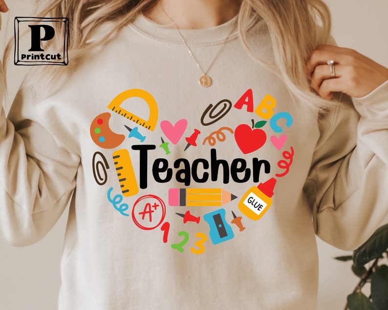 Teacher Life Svg, Teacher Shirts Svg, Teacher Heart Svg, First Day of ...