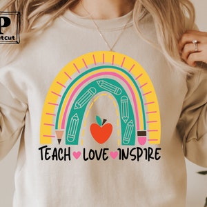 Teach Love Inspire Svg , Teacher Svg, Best Teacher Svg, Teacher Rainbow ...